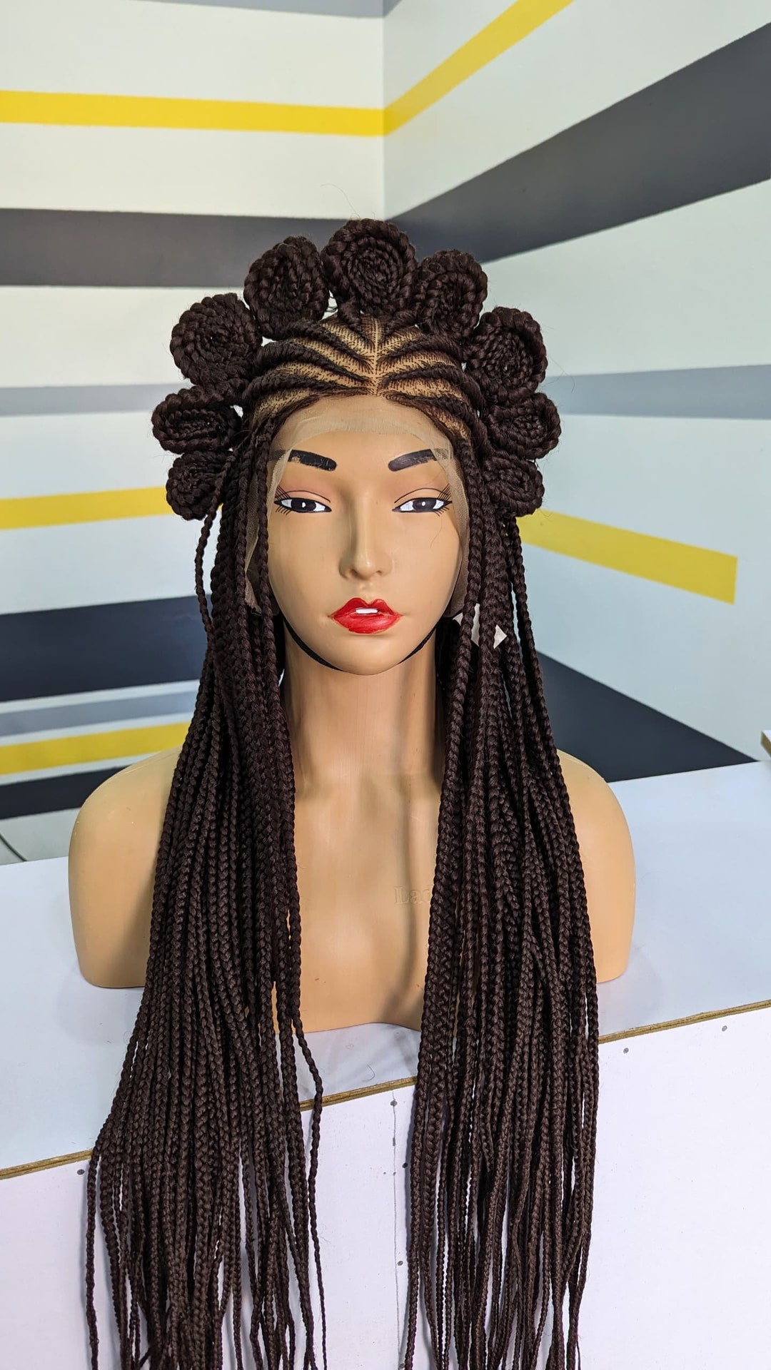 IRE Ghana Weaving Braided Wigs With Dough Bangs,full Lace, Protective ...