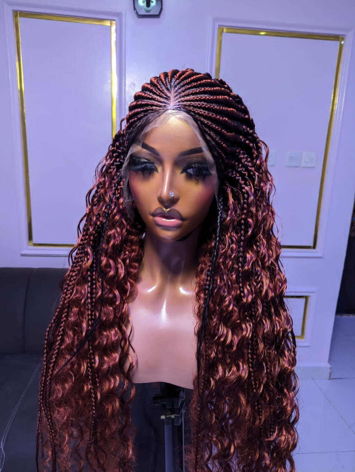 All Back Ghana Weaving Goddess Braided Wig - Etsy