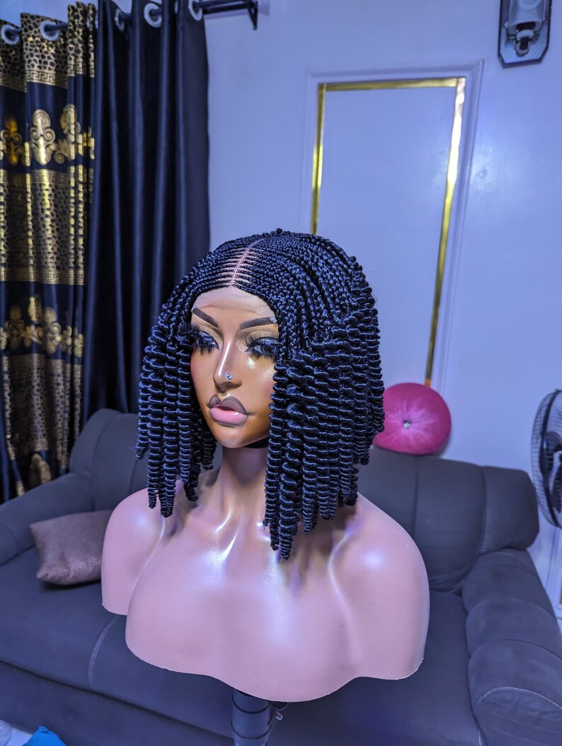 Centre Part Ghana Weaving With Straw Curls Braids, Closure Lace - Etsy