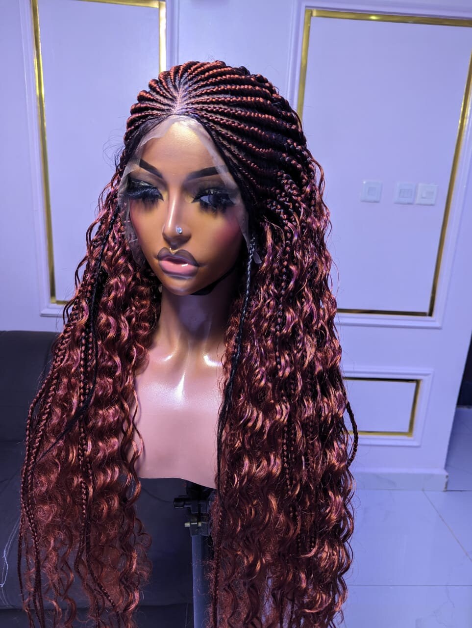 All Back Ghana Weaving Goddess Braided Wig - Etsy