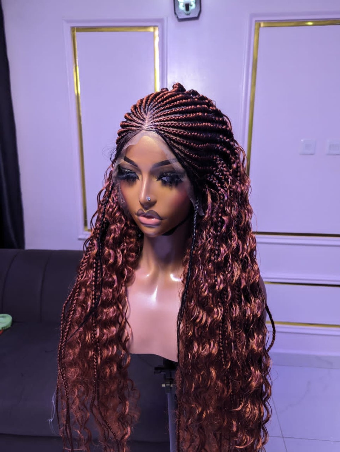 All Back Ghana Weaving Goddess Braided Wig - Etsy