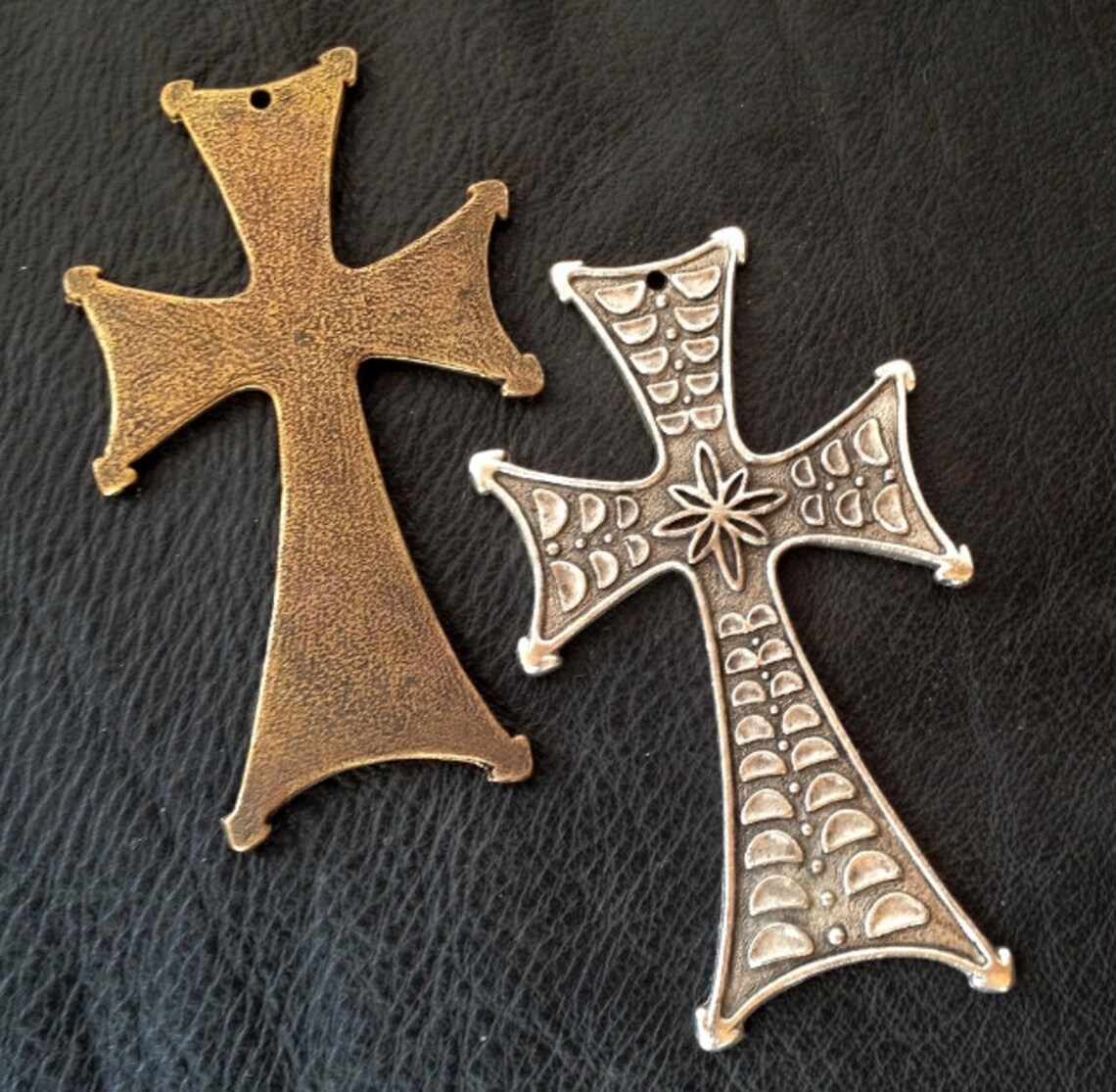Cross, Large Metal Cross, 3 1/2" Long, Great Gothic Design, Leather ...