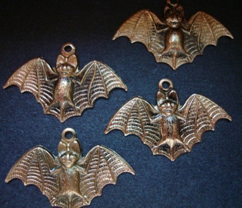 QUANITY OF 4, 1 Inch Brass Bats, Great for Earrings, Pendants or Charms ...
