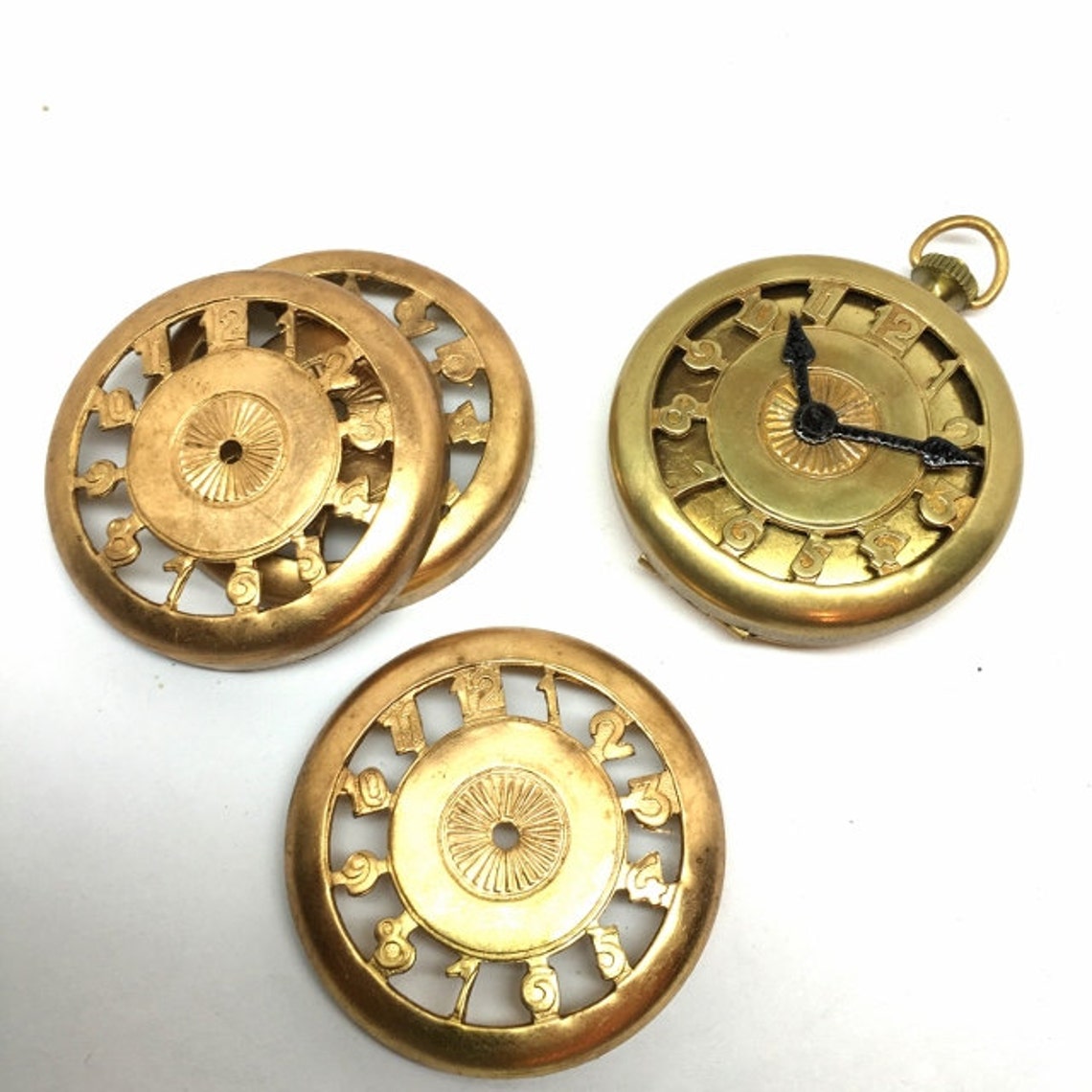 3 Clock Face Brass Findings Unique & Totally Different - Etsy