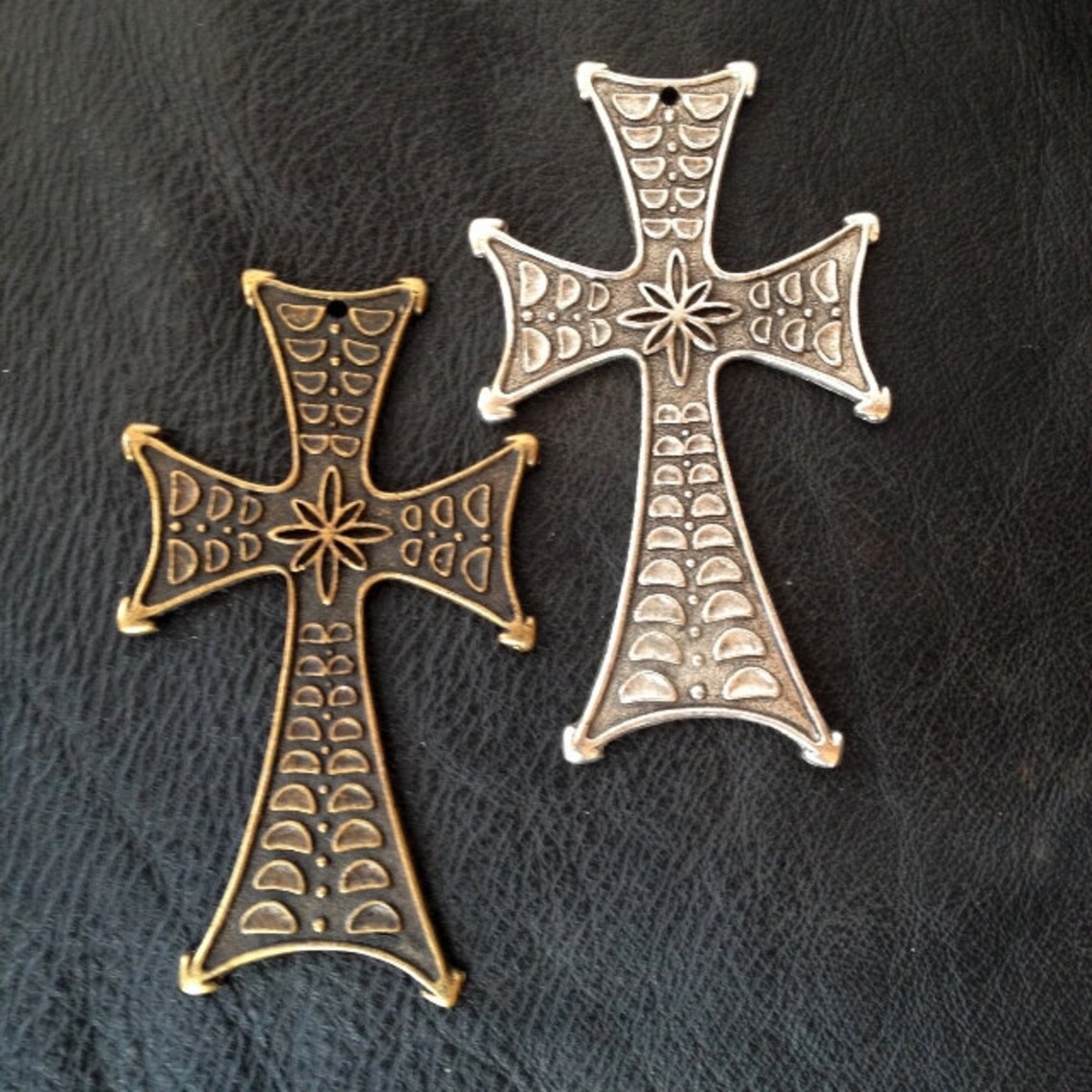 Cross, Large Metal Cross, 3 1/2" Long, Great Gothic Design, Leather ...