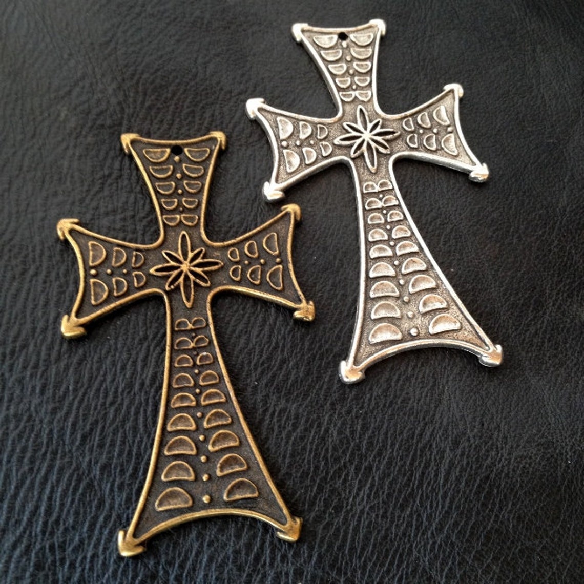 Cross, Large Metal Cross, 3 1/2" Long, Great Gothic Design, Leather ...