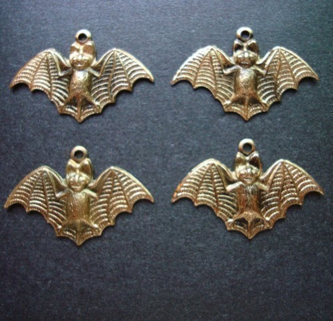 QUANITY OF 4, 1 Inch Brass Bats, Great for Earrings, Pendants or Charms ...