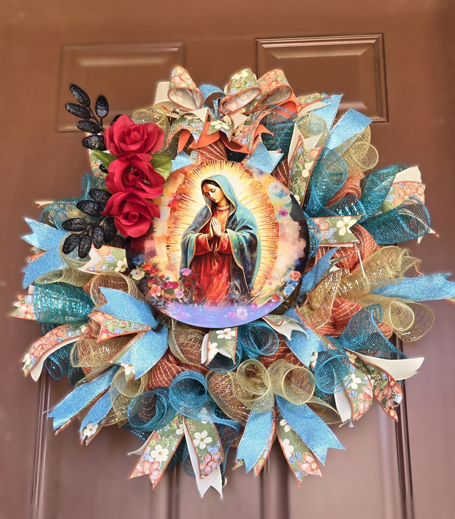 Catholic Wreath, Our Lady of Guadalupe Wreath, Mesh Wreath, Door Hanger ...