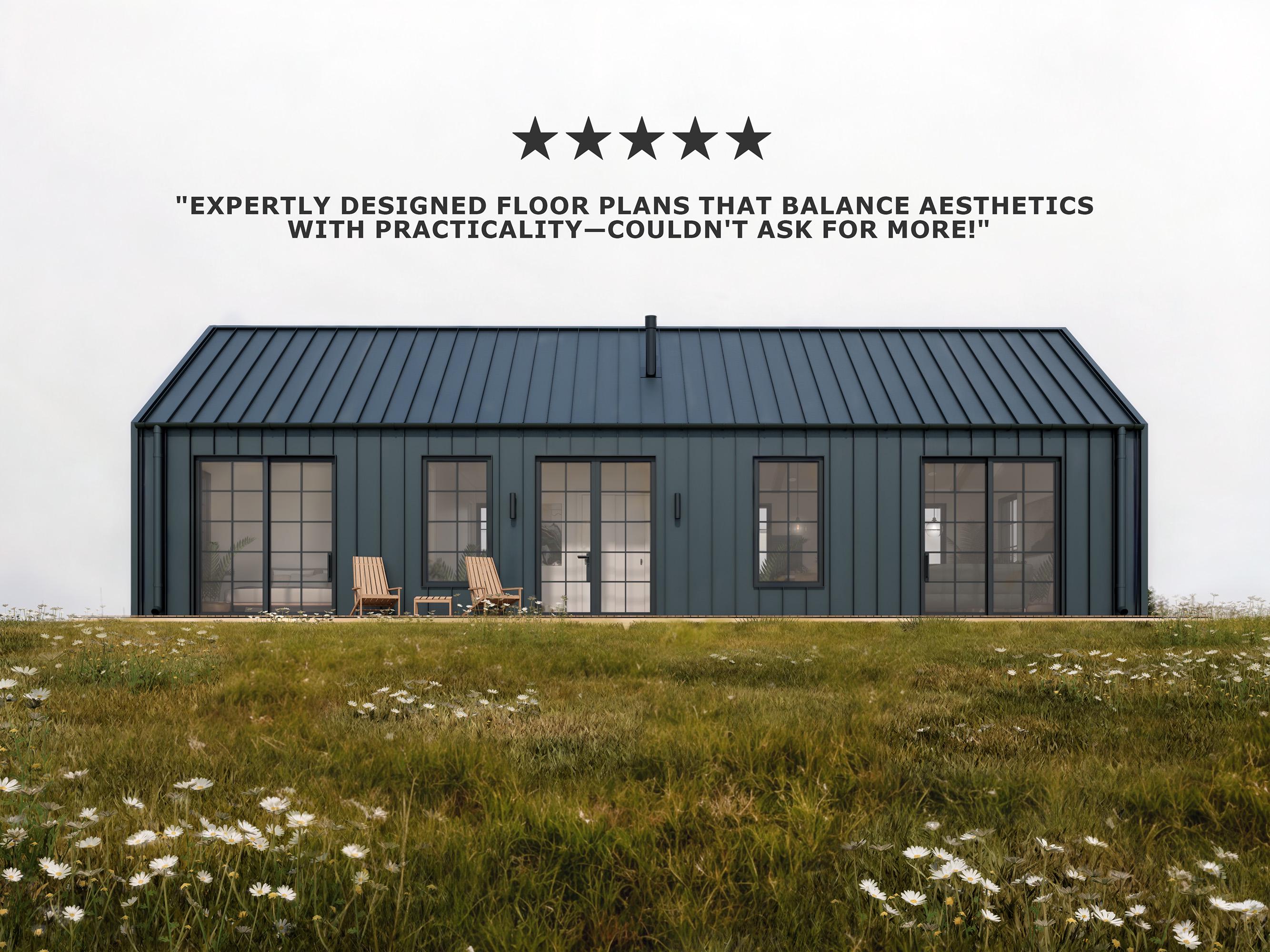 The MEADOW HOUSE | Architectural Barnhouse Plan, Remote Cabin Blueprint ...