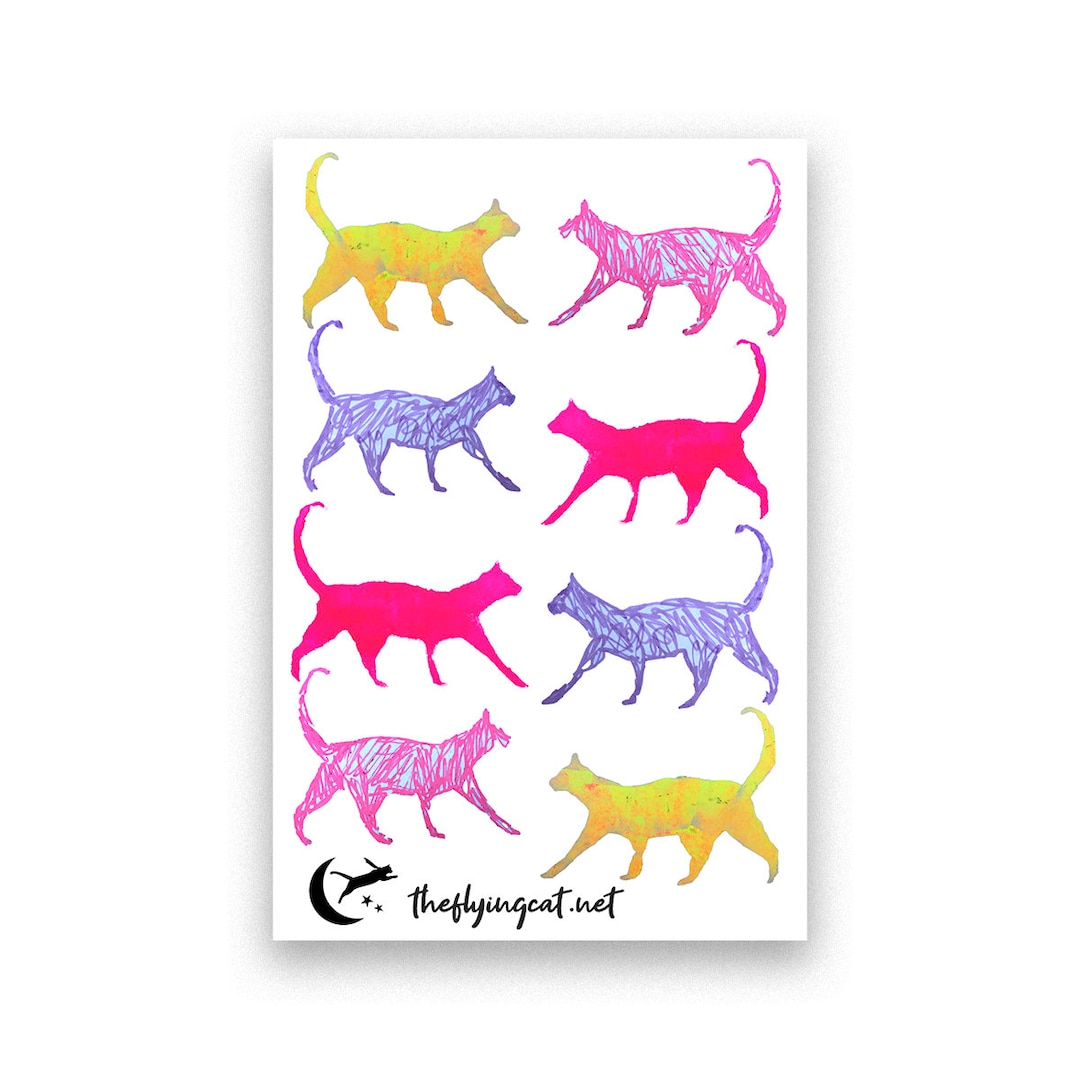 Walking Cats Sticker Sheet - Etsy