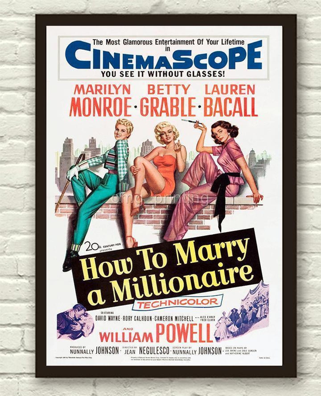 Vintage Monroe How to Marry A Millionaire Movie Cinema Movie Poster ...