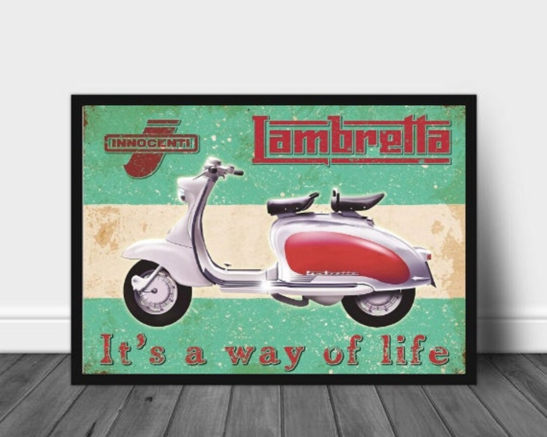Vintage Lambretta Advertsing Poster Scooter Gift Retro Mod Print ...