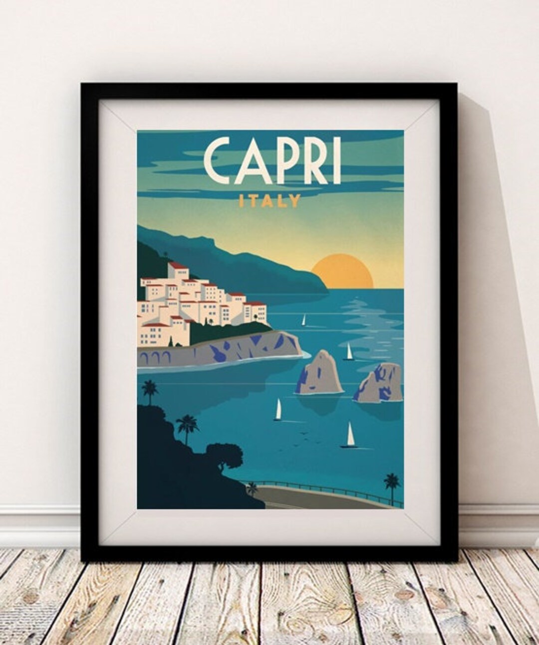 Vintage Capri Italy Travel Poster Italian Tourist Bureau Holiday Retro ...