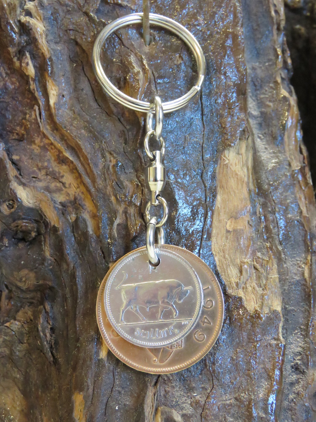 Irish 1949 Lucky Penny Year Birthday Coin Keyring Keychain 1968 Ireland ...