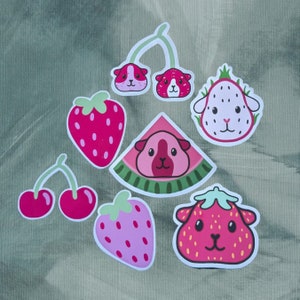 Fruity Guinea Pig Friends Vinyl Sticker Pack Fruit Theme Cavies, Picnic ...