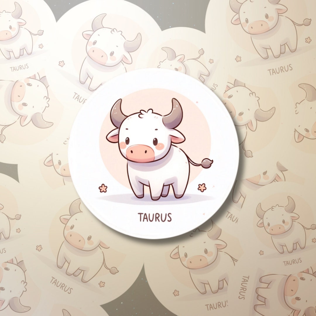 Cute Taurus Sticker, Die Cut Decal, Birth Month Sticker, Astrology ...