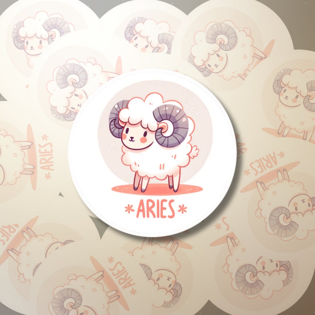 Cute Aries Zodiac Sticker, Die Cut, Birth Month Sticker, Astrology ...