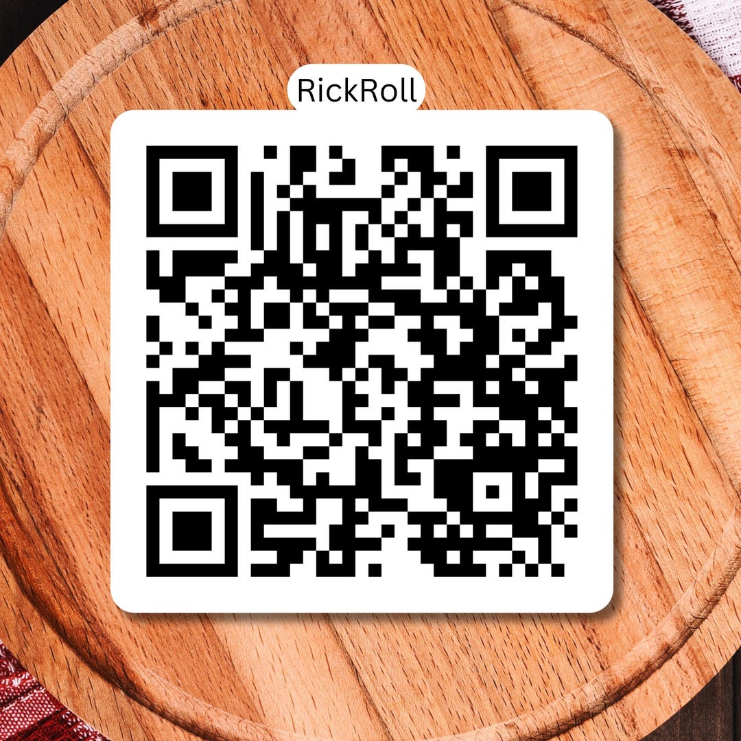 Rick Roll QR Code Sticker, Funny Prank Sticker, Never Gonna Give You up ...