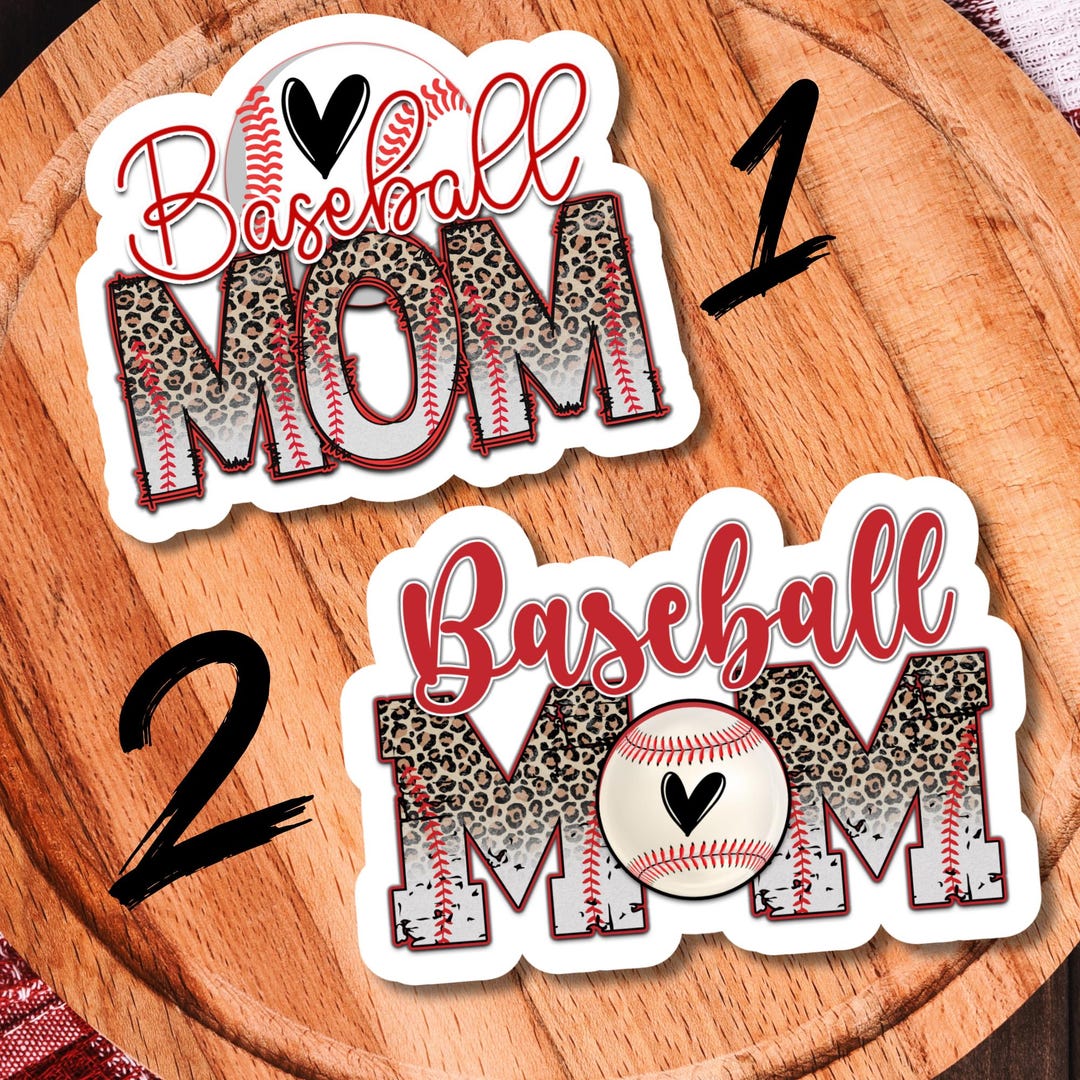 Baseball Mom Leopard Print Sticker, Cute Sports Mom Decal, Baseball ...