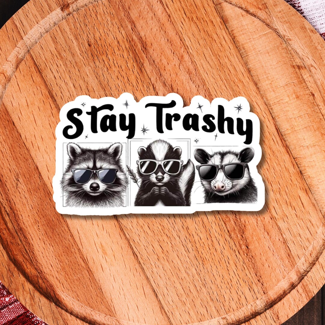 Stay Trashy Animal Sticker, Funny Raccoon, Skunk Sticker, Possum Decal ...