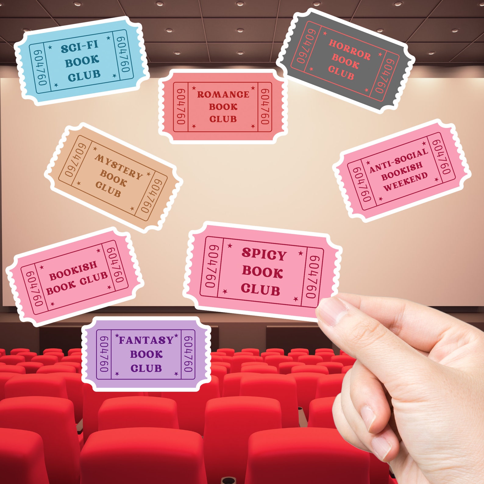 Genre Ticket Sticker, Book Lover Gift, Die Cut, Bookworm Sticker ...