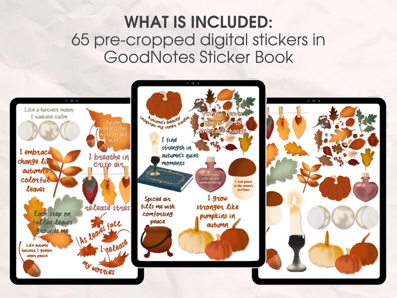 Cozy Autumn Digital Stickers, Positive Affirmation Planner Stickers ...