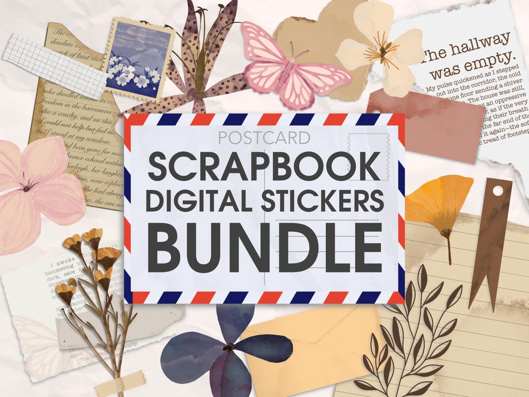 Scrapbook Digital Sticker Bundle, Vintage Scrapbook Digital Stickers ...