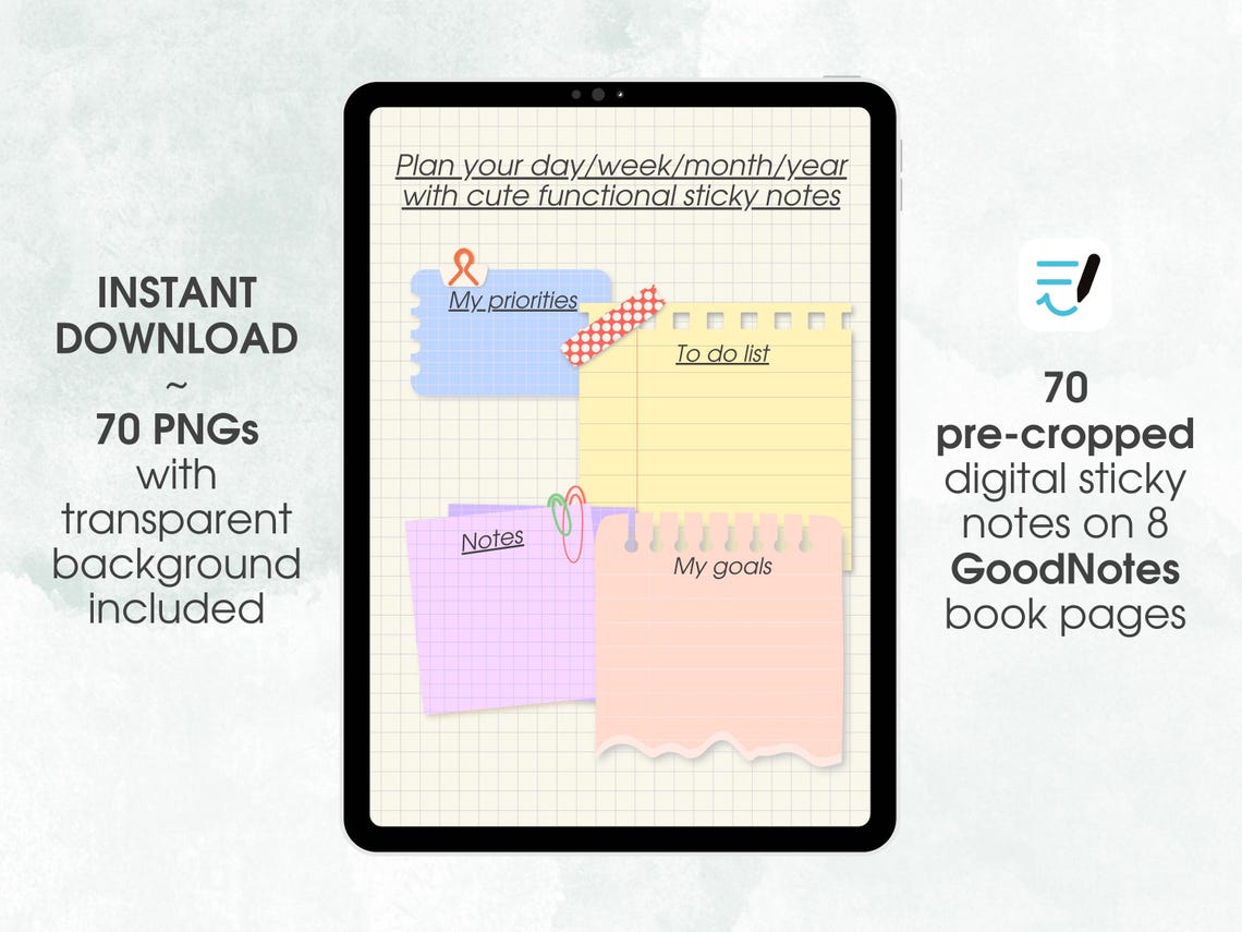 Sticky Notes Digital Planner Goodnotes, Digital Sticky Notes PNG ...