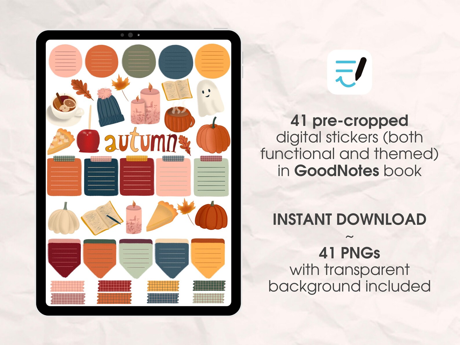 Cozy Autumn Digital Stickers, Fall Goodnotes Stickers, Fall Vibes ...