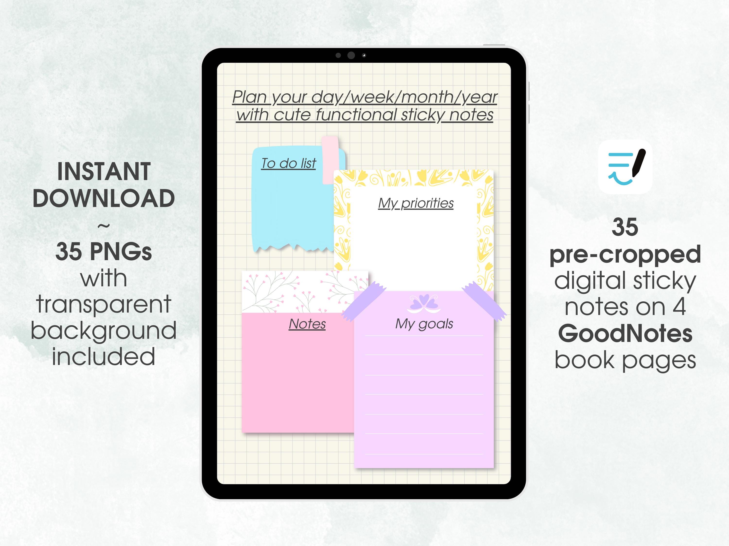 Digital Sticky Notes, Goodnotes Sticky Notes, Functional Digital ...