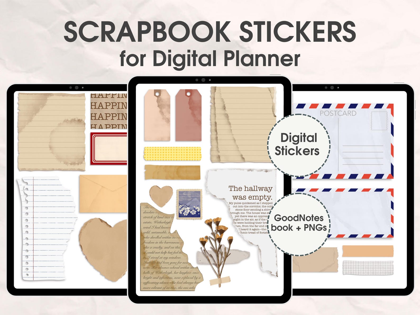 Digital Scrapbook Sticker Set, Vintage Digital Stickers, Aesthetic ...