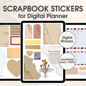 Digital Scrapbook Sticker Set, Vintage Digital Stickers, Aesthetic ...