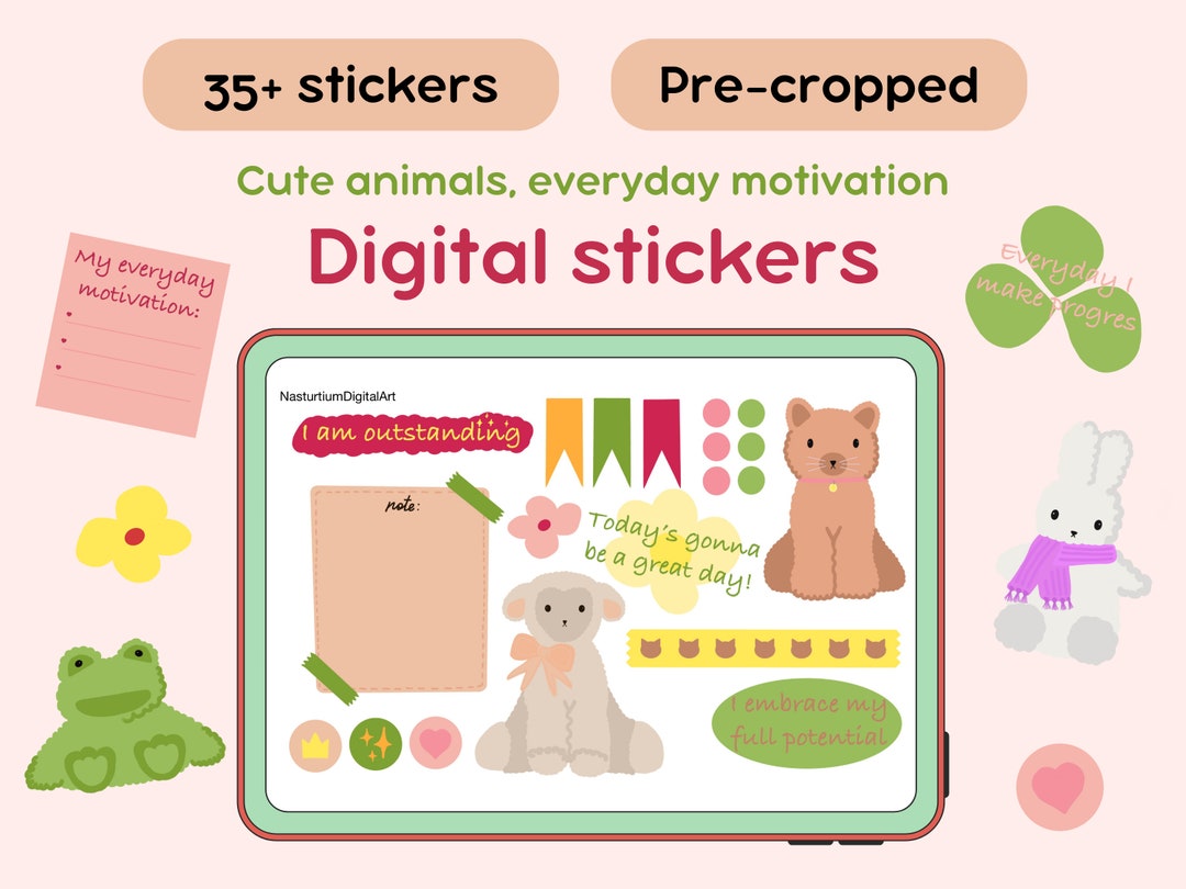 Kawaii Digital Stickers Goodnotes Cute Animal Goodnotes Stickers ...