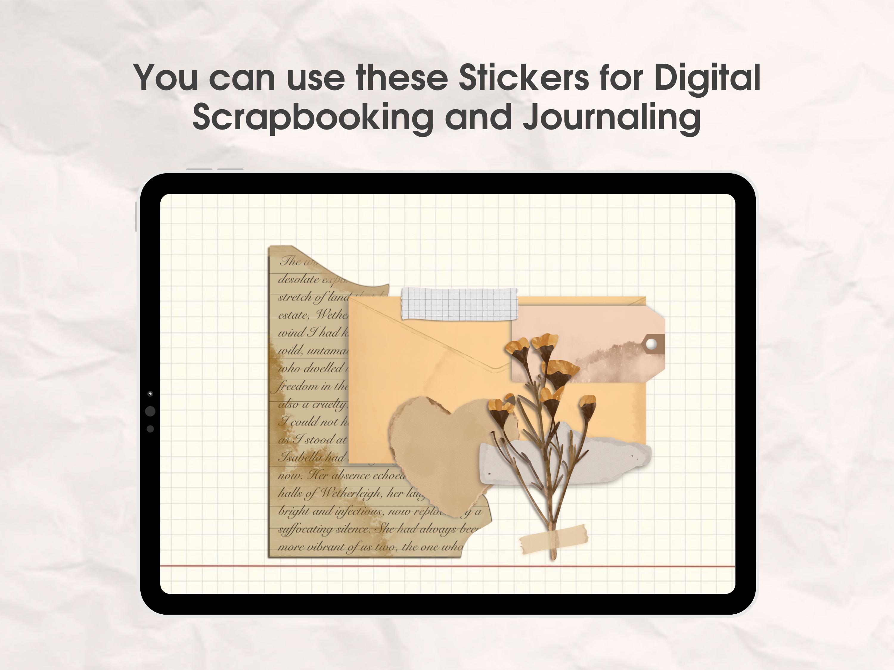 Digital Scrapbook Sticker Set, Vintage Digital Stickers, Aesthetic ...