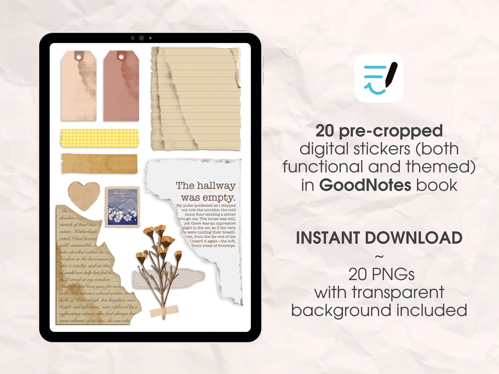 Digital Scrapbook Sticker Set, Vintage Digital Stickers, Aesthetic ...