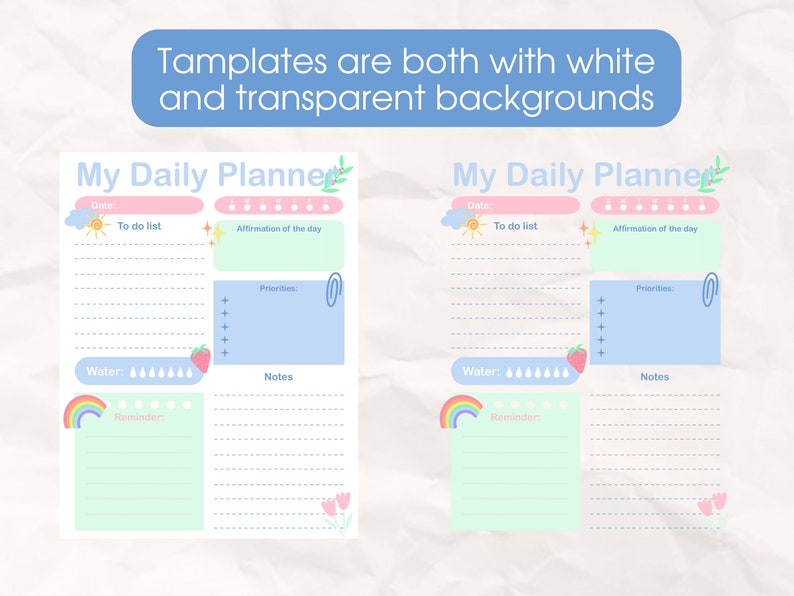 Cute Daily Planner Template, Pastel A4 Journal Page, Digital Bullet ...