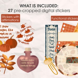 Cozy Autumn Digital Stickers, Positive Affirmation Planner Stickers ...