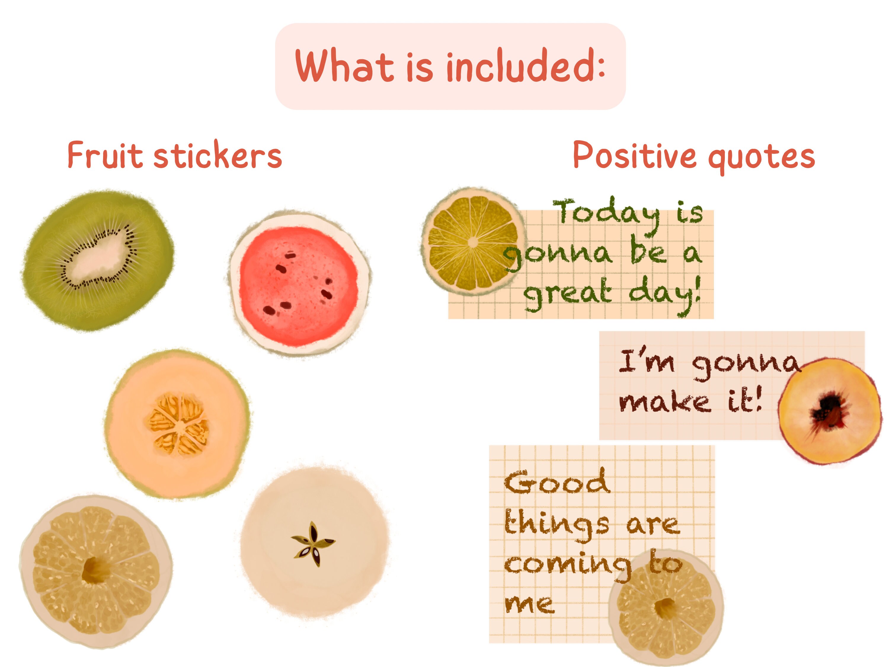 Fruit Digital Stickers, Goodnotes Stickers, Cute Digital Planner ...