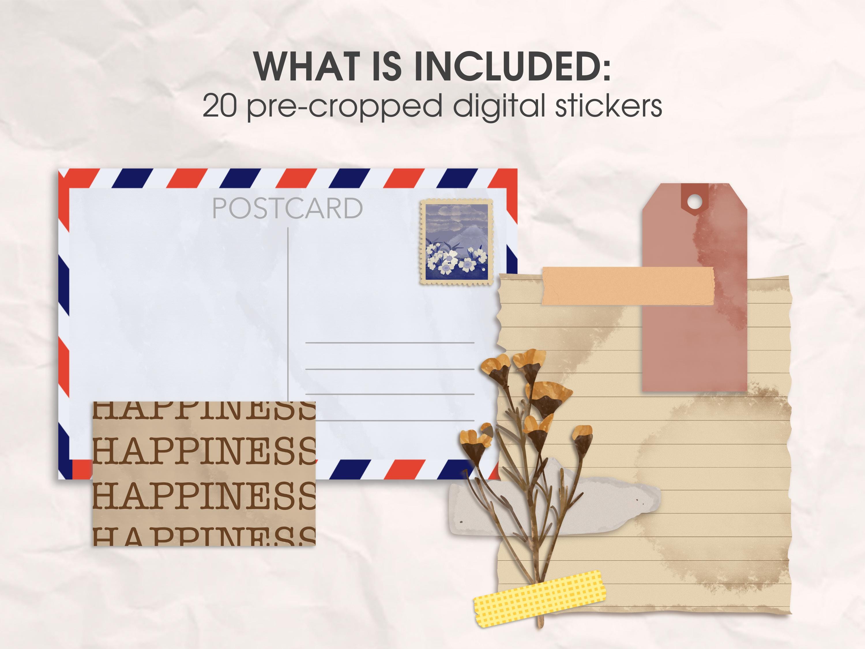 Digital Scrapbook Sticker Set, Vintage Digital Stickers, Aesthetic ...