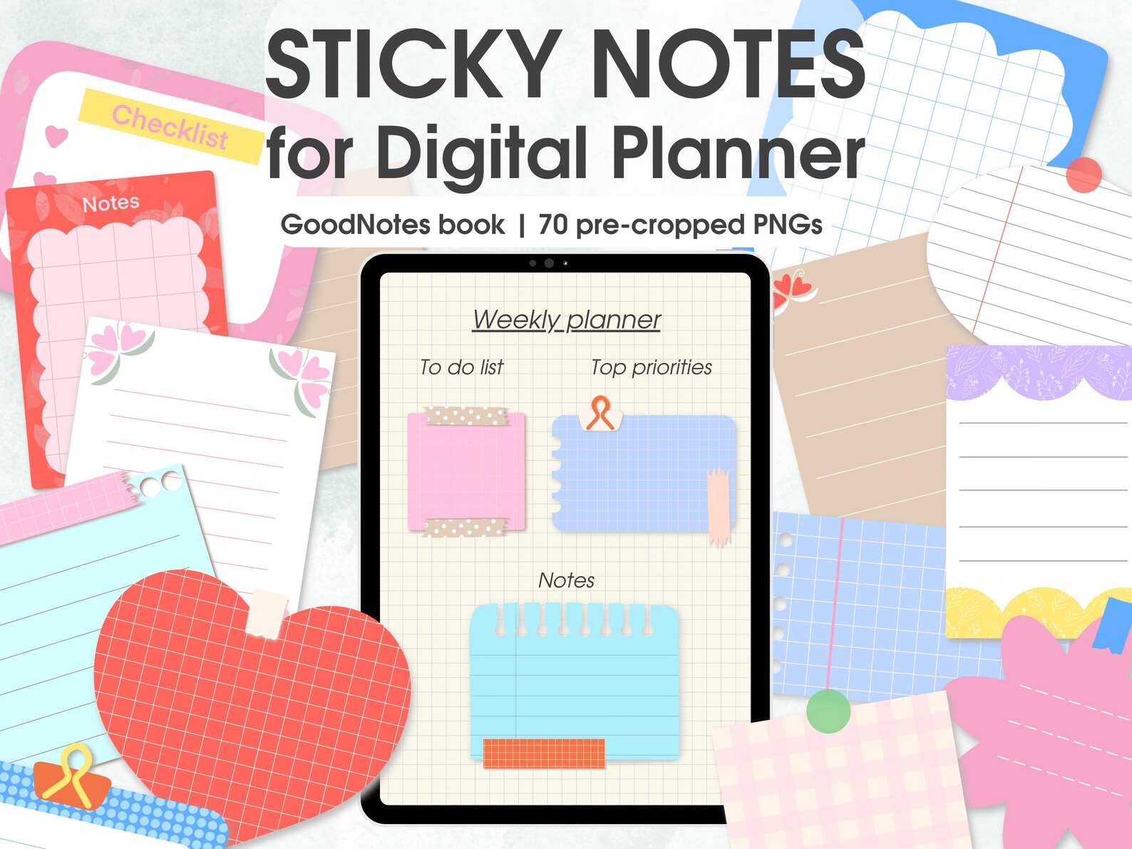 Sticky Notes Digital Planner Goodnotes, Digital Sticky Notes PNG ...