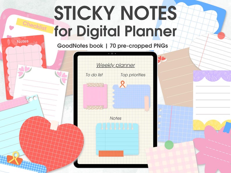 Sticky Notes Digital Planner Goodnotes, Digital Sticky Notes PNG ...