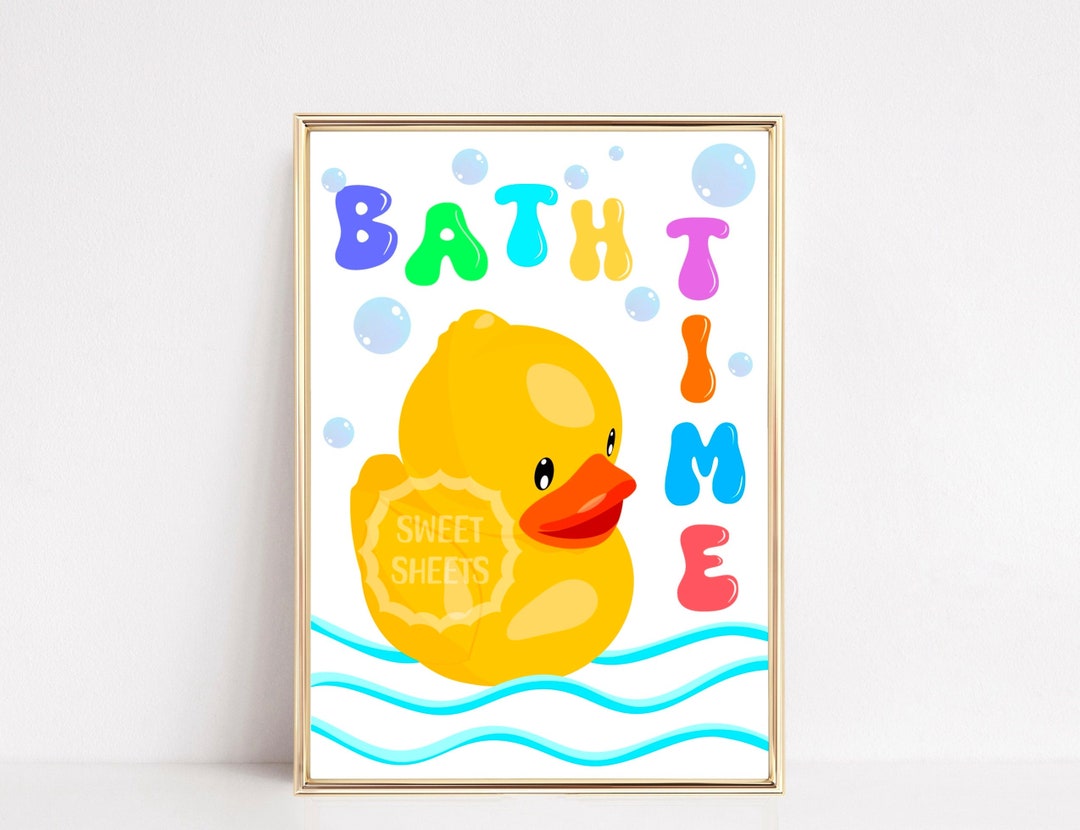 Bath Time Rubber Duck Print, Neutral Nursery, Bathroom Wall Art ...