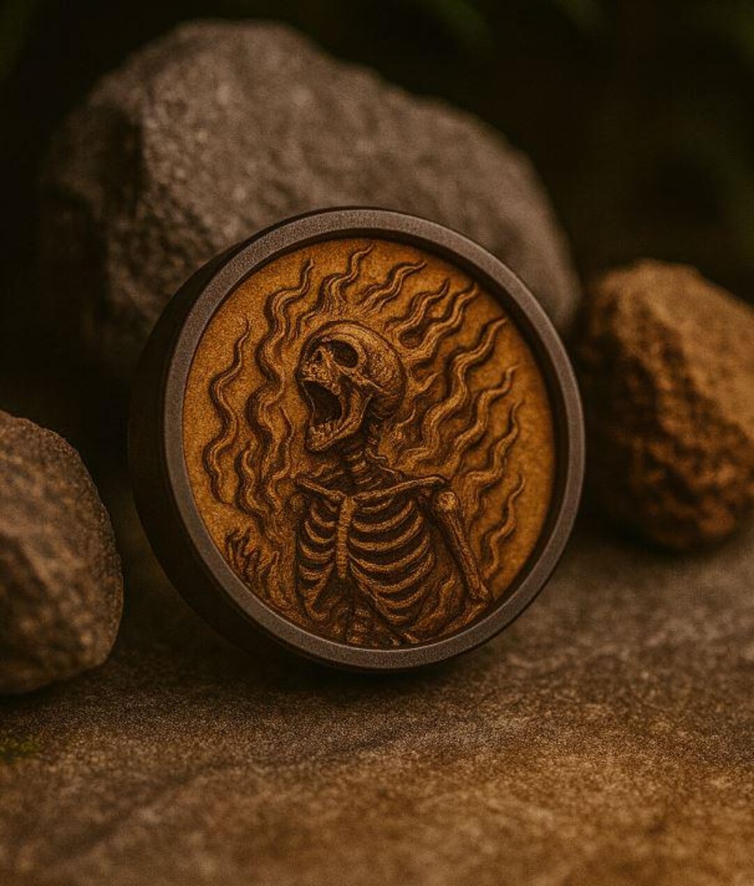 Burning Skeleton – Ear Tunnels – Occult Horror Jewelry – Hand-painted ...