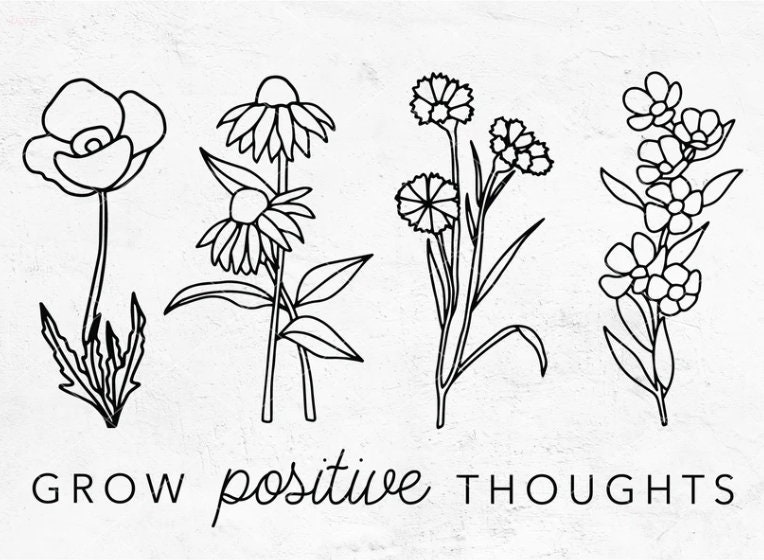 Grow Positive Thoughts SVG, PNG, EPS, Dxf - Etsy