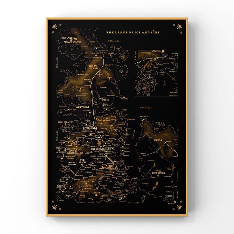 The Lands of Ice and Fire Fantasy Map Art Poster - Etsy
