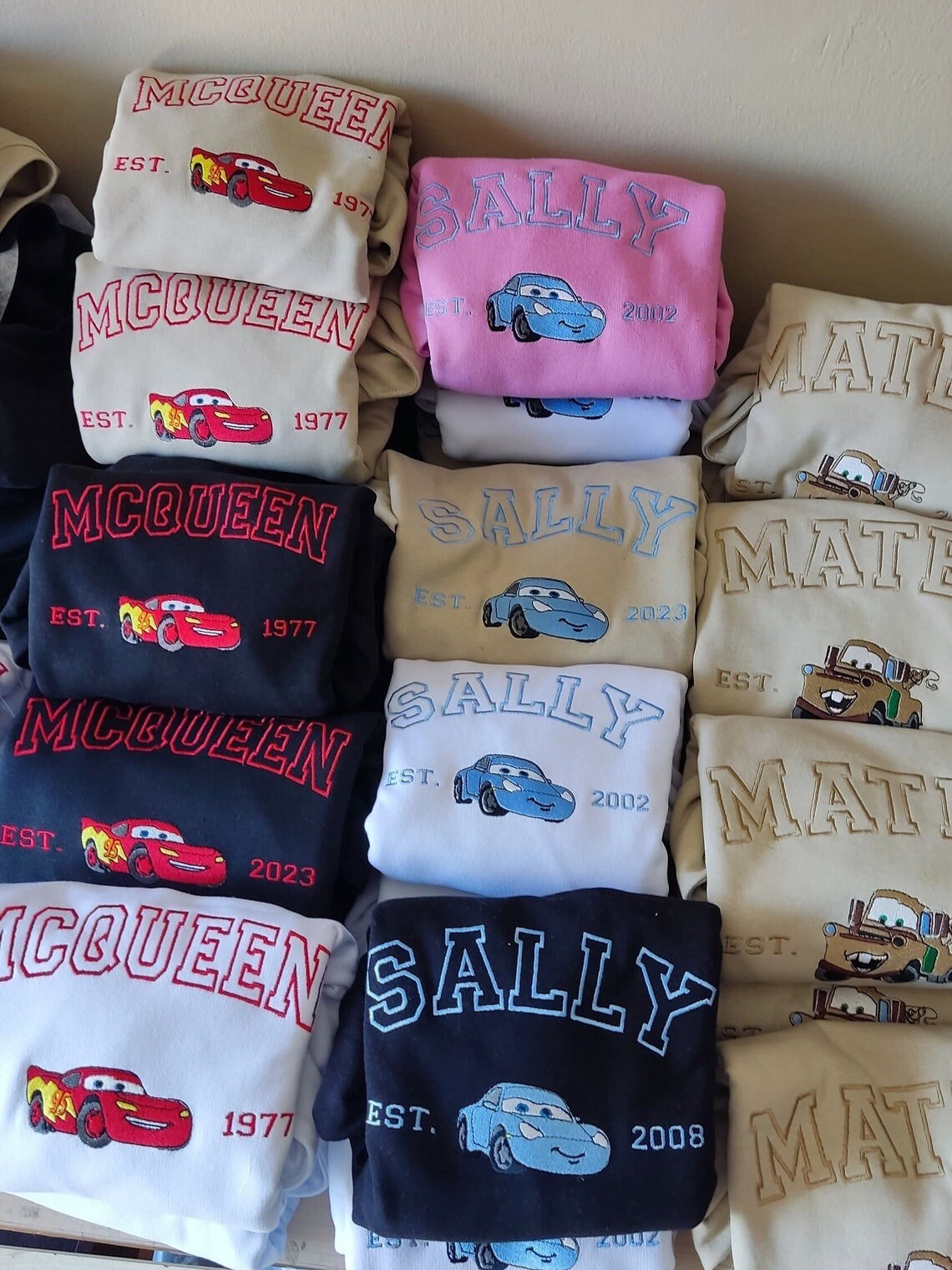 Cars Lightning Mcqueen and Sally Embroidered Sweatshirt, Cartoon Funny ...