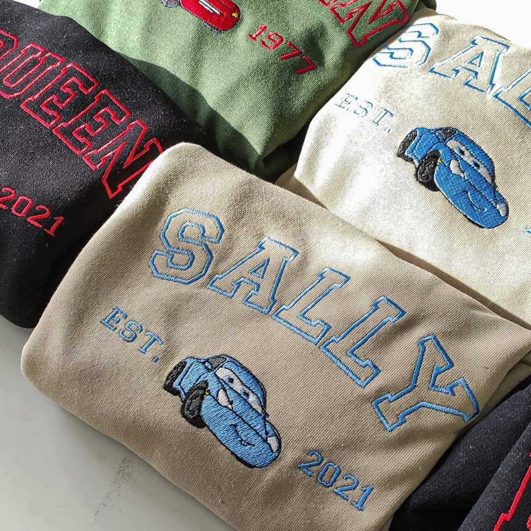 Cars Lightning Mcqueen and Sally Embroidered Sweatshirt, Cartoon Funny ...