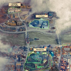 Fallout Nuka World Map Poster Print, Nuka Town Wall Art, Rolled Canvas ...