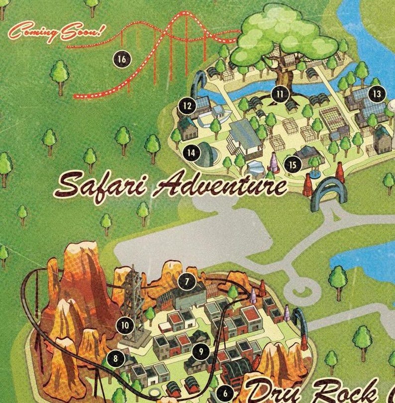 Fallout Nuka World Map Poster Print, Nuka Town Wall Art, Rolled Canvas ...