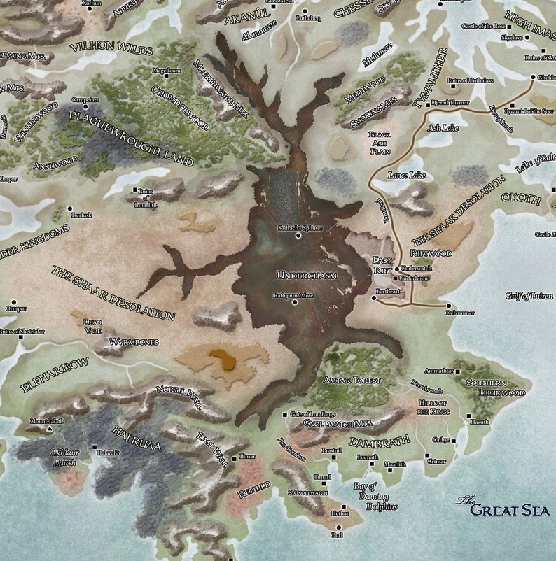 Dungeons and Dragons Faerun Map Poster Print, Forgotten Realms Wall Art ...